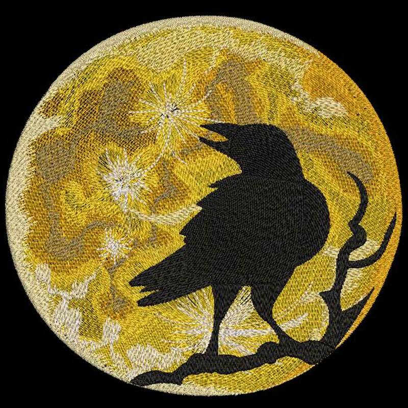 Elvesideas - machine embroidery design - raven moon in the night ...